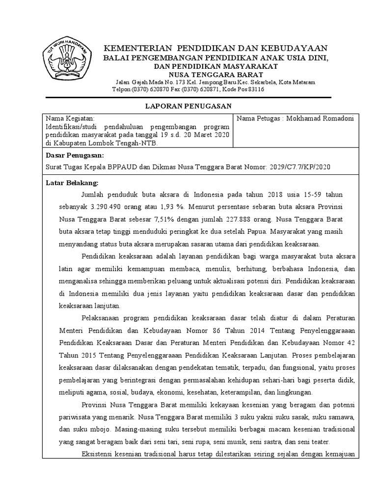 Laporan Hasil Identifikasi Tahap 1 | PDF