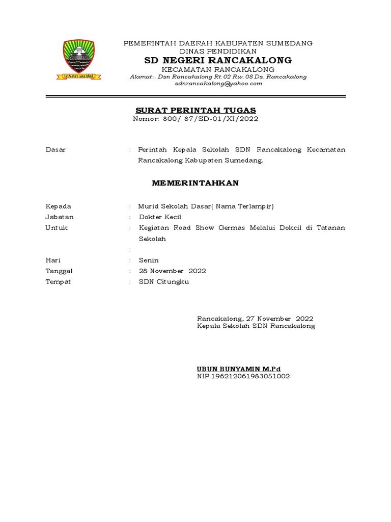 Contoh Surtug Road Show DOKCIL | PDF