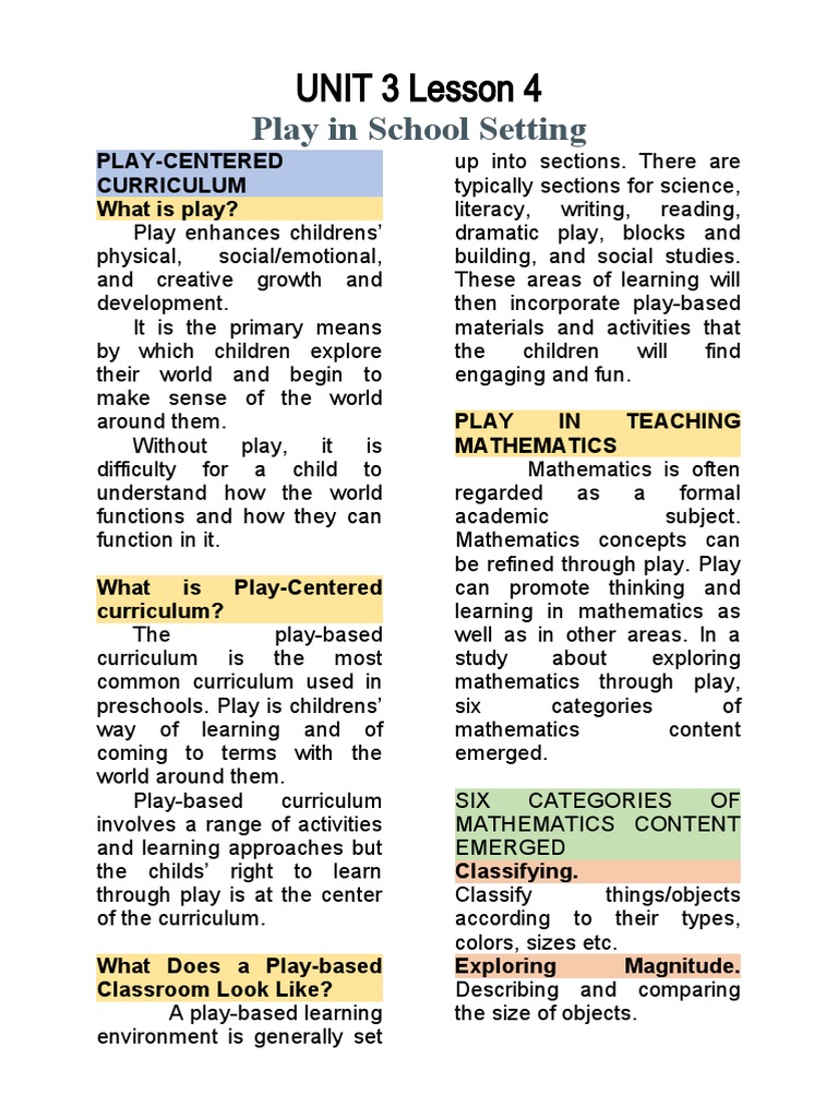 Play in School Setting - ECE - Play and Developmentally Appropriate ...