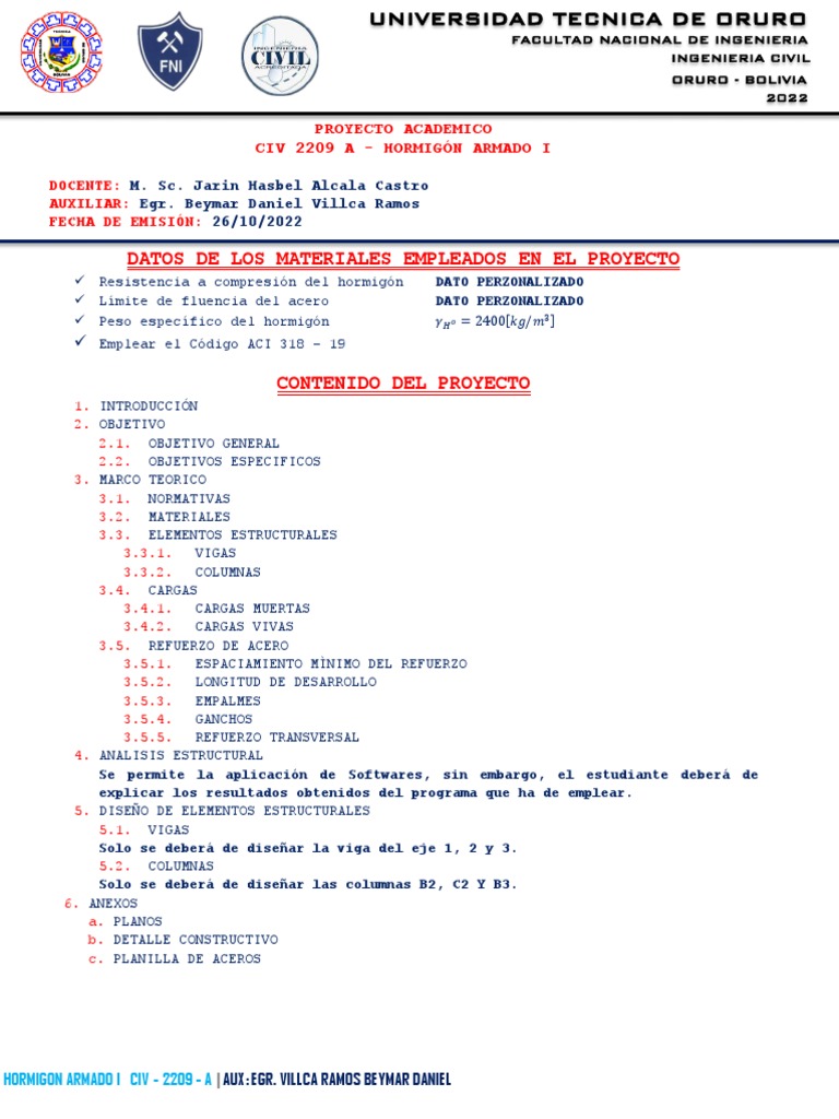 Proyecto CIV 2209 A-1 | PDF | edificio | Materiales