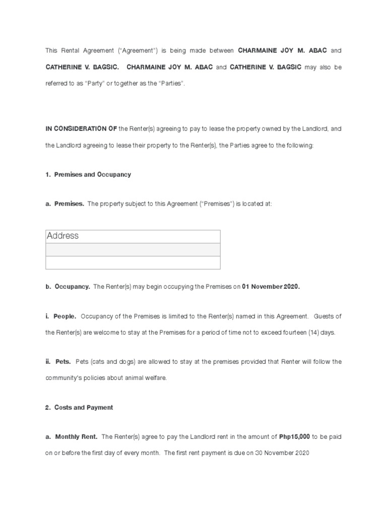 Rental Agreement | PDF | Landlord | Renting