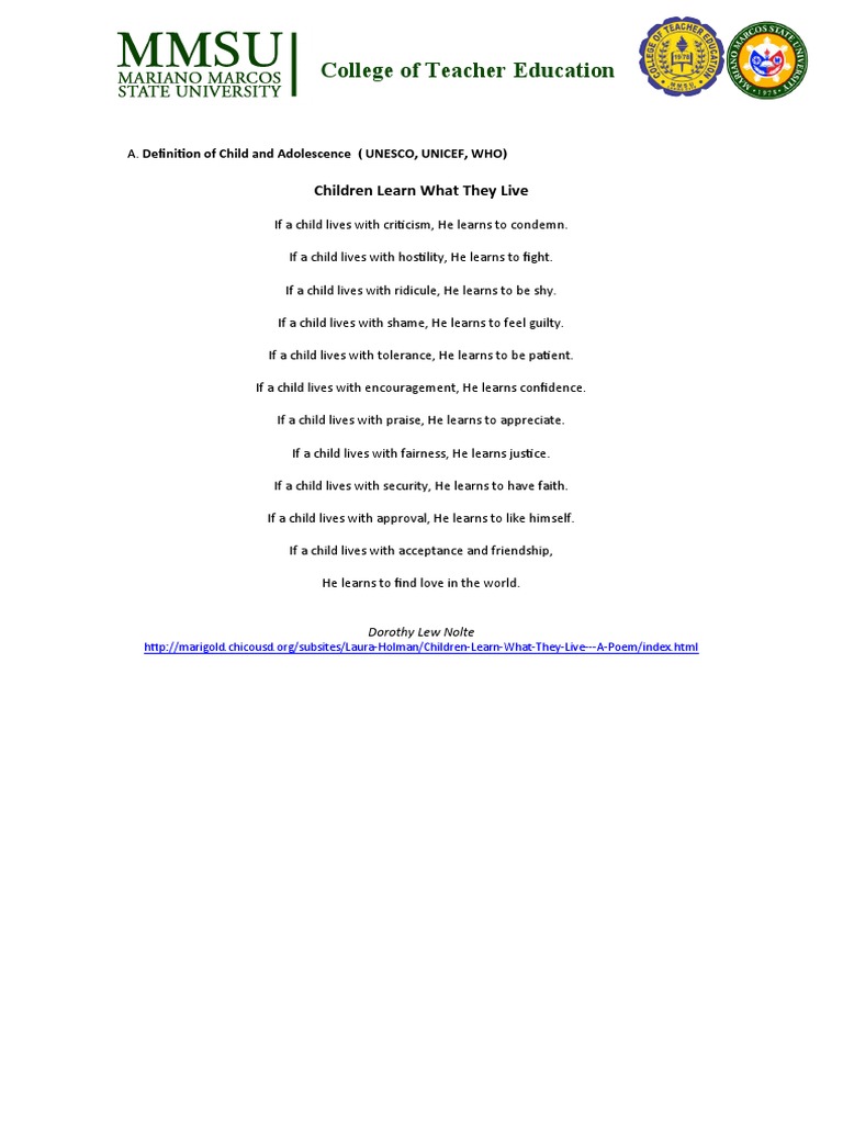 Definitions of Child by UNICEF, UNESCO, WHO | PDF | Children's Rights ...