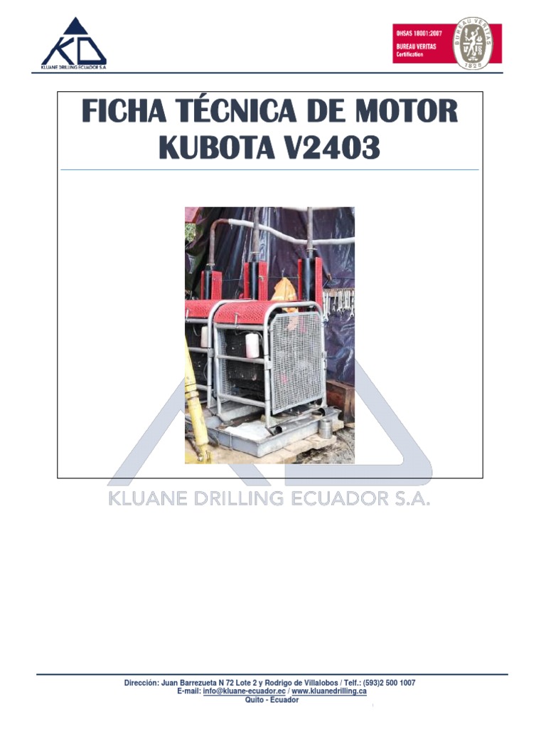 Ficha Técnica Kubota V2403 | PDF