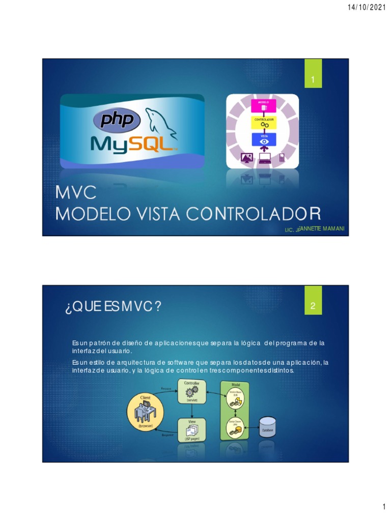 Mvc Php Pdf Modelo Vista Controlador Bases De Datos 