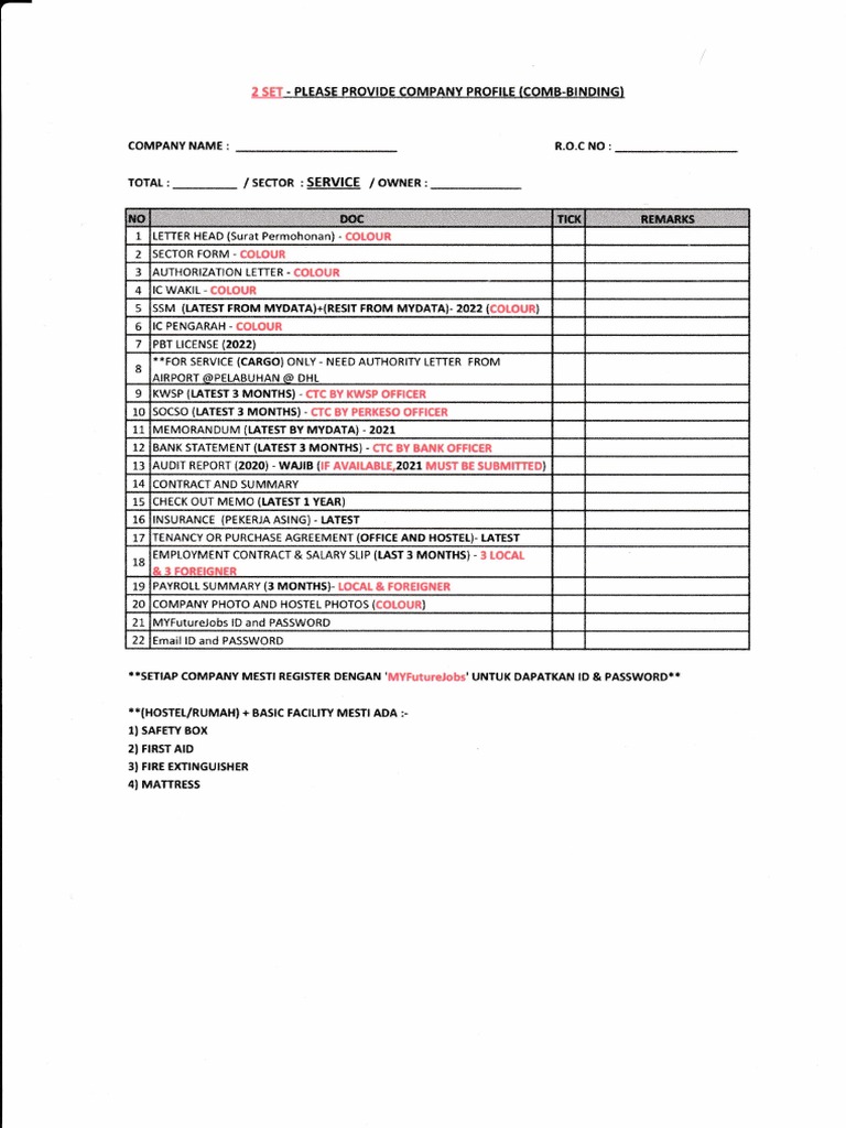 Service Checklist | PDF