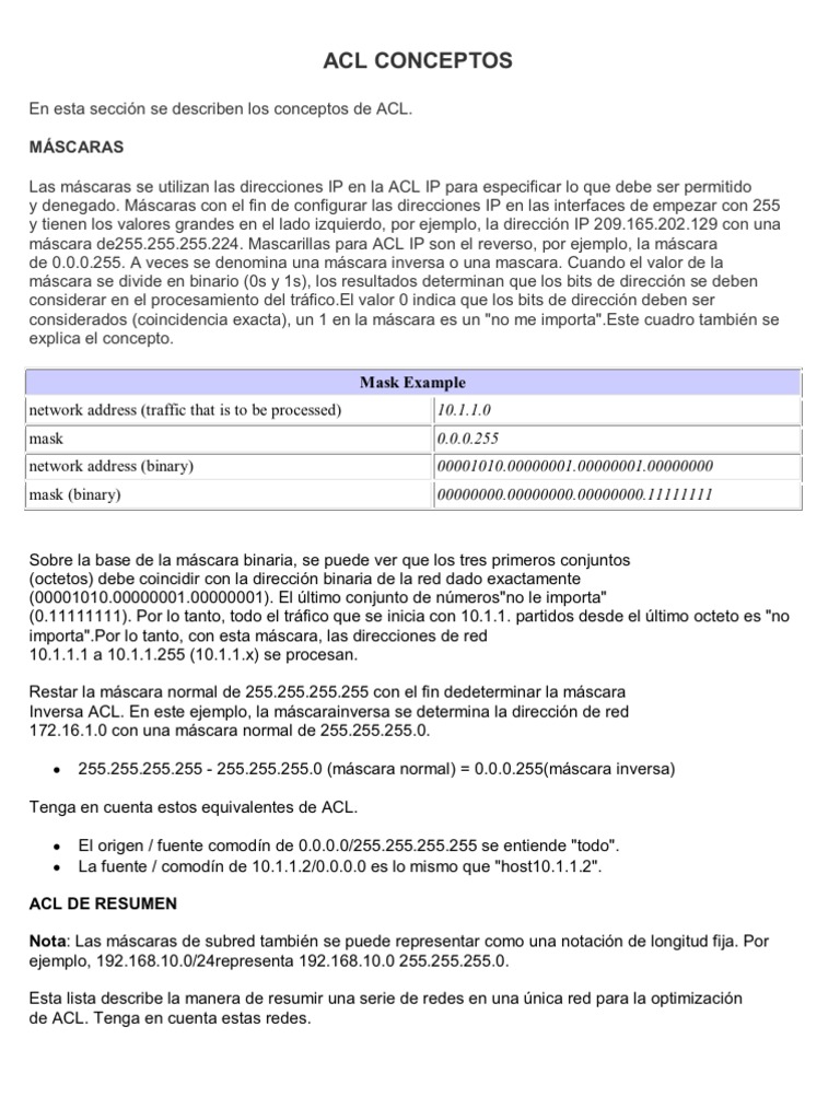 ACL | PDF | Dirección IP | Enrutador (Computación)