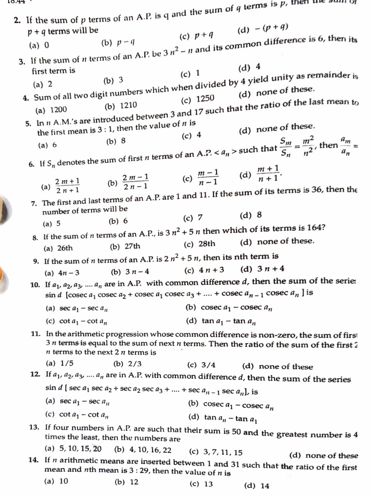A.P MCQs | PDF | Number Theory | Mathematical Concepts