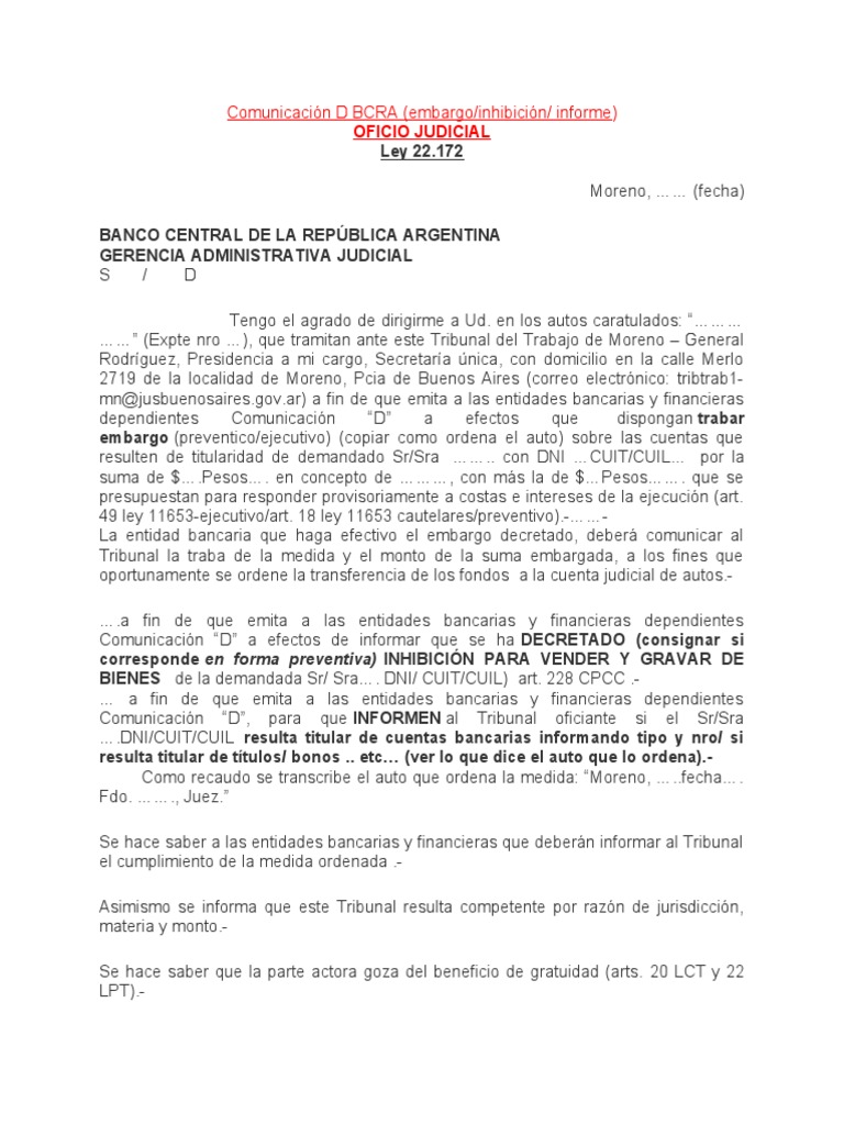 Comunicación D BCRA | PDF | Gobierno | Justicia