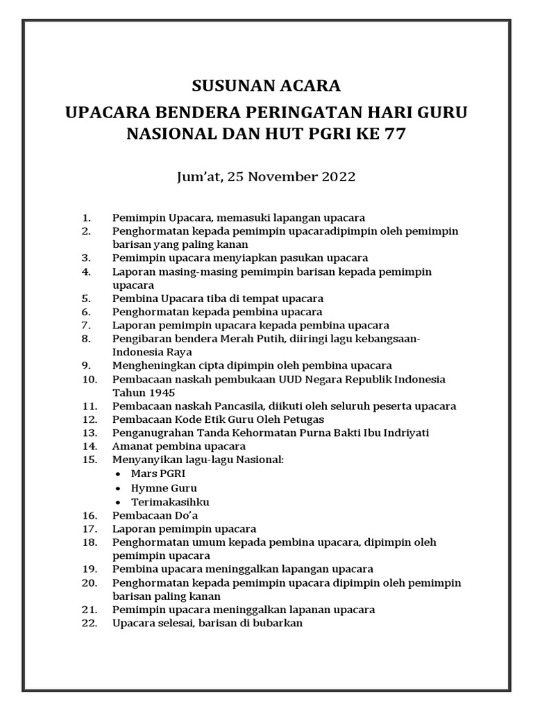 Susunan Acara | PDF