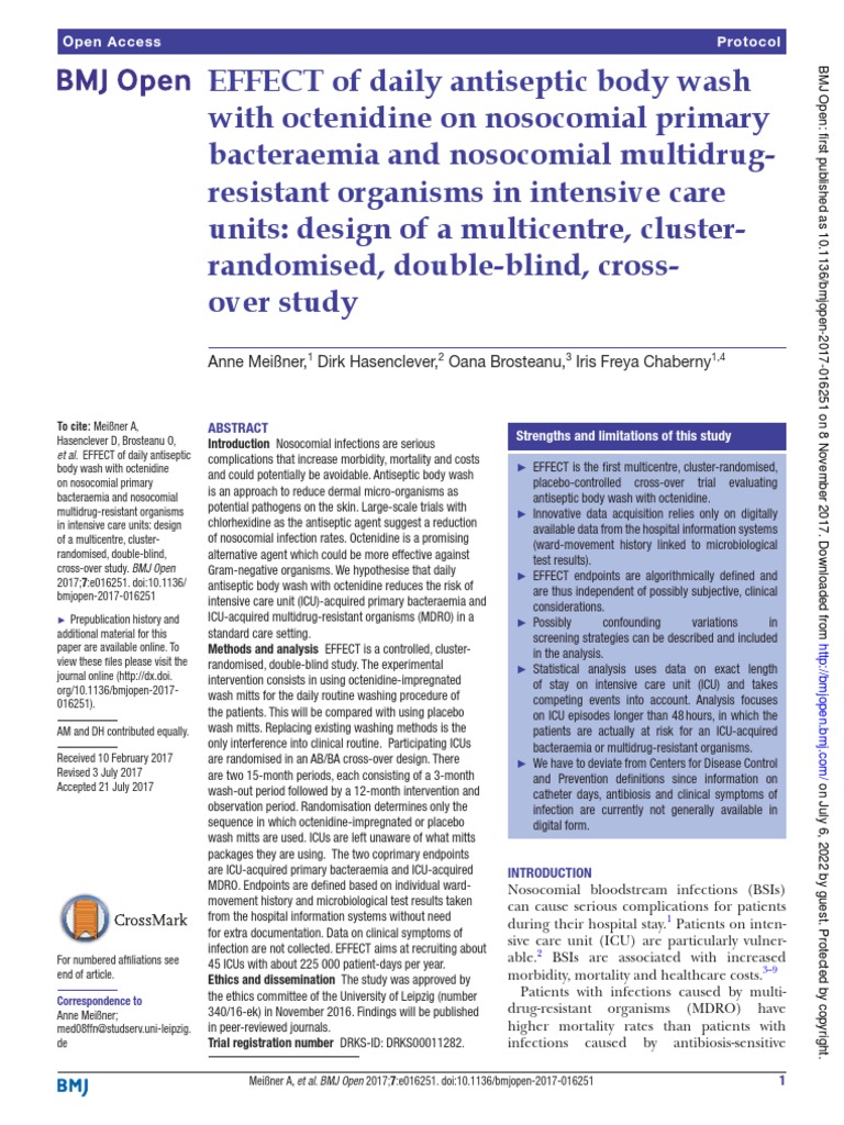 EFFECT of Daily Antiseptic Body Wash Octenidine | PDF | Hospital ...