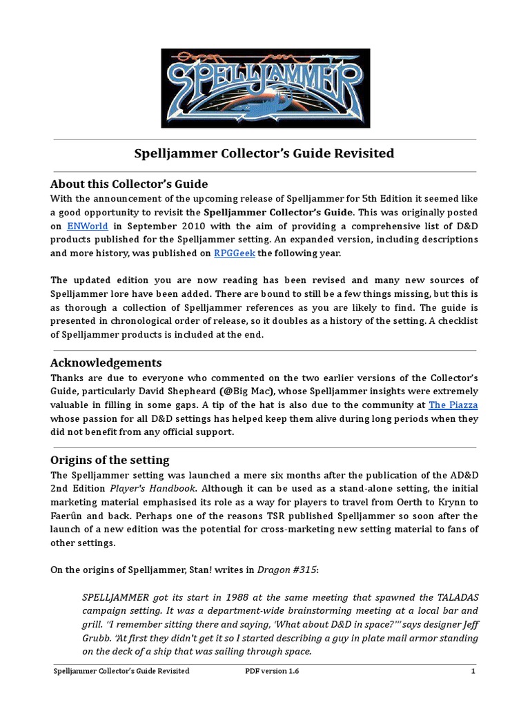 Spelljammer Collector's Guide Revisited (1.6) | PDF | Fantasy Role ...