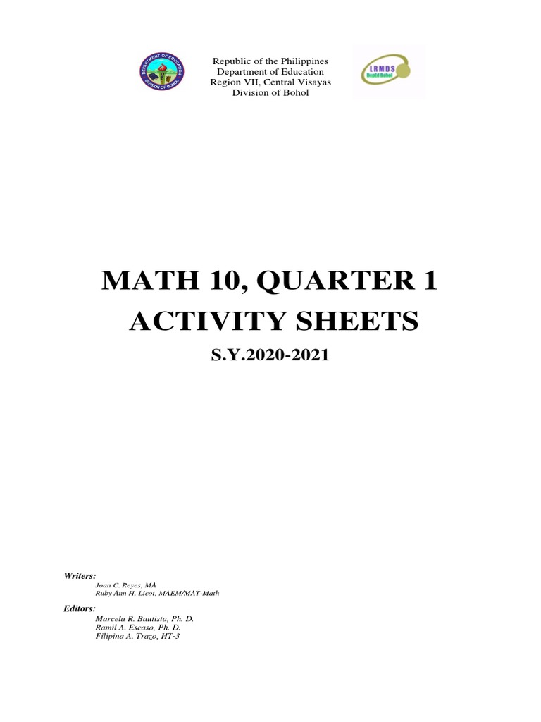 Math 10 - Q1 - LAS - WK 1 | Download Free PDF | Multiplication | Arithmetic