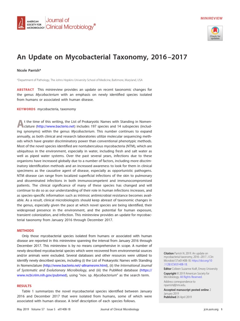 ARTICULO-Update Taxonomy Mycobacterium-2017 | PDF | Mycobacterium | Species ARTICULO-Update Taxonomy Mycobacterium-2017 | PDF | Mycobacterium | Species