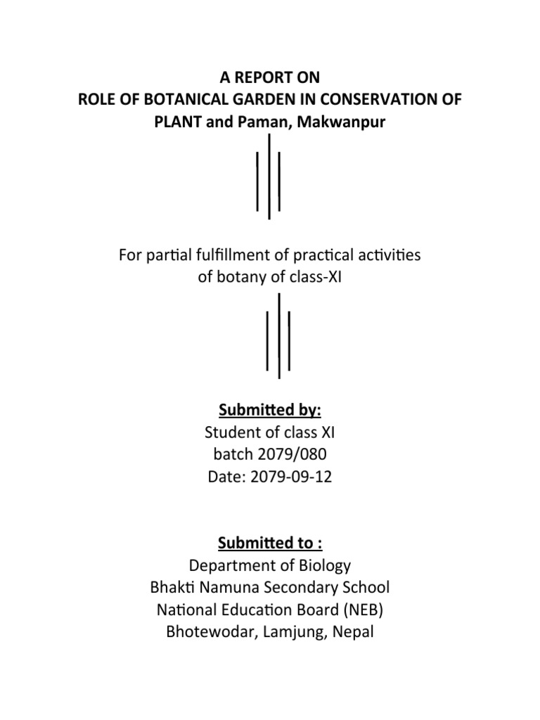 Bhakti Namuna Class Xi Botanical Garden Report | PDF | Botany | Plants