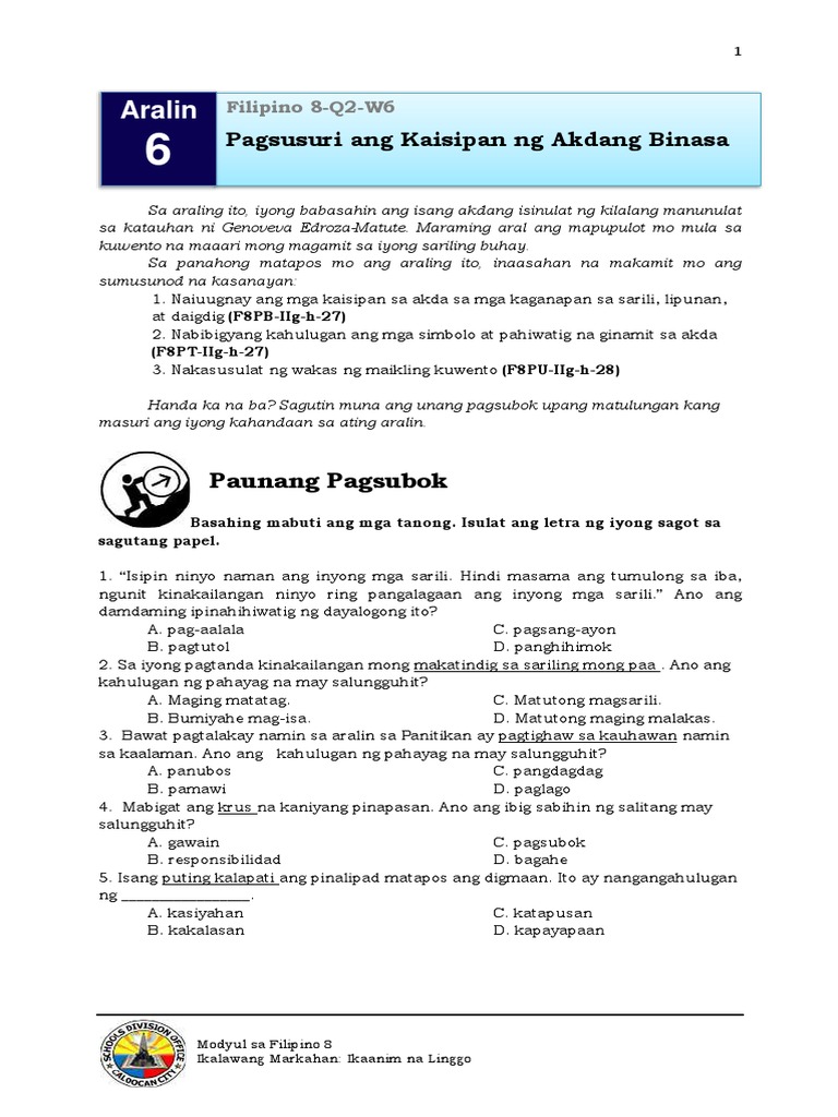 Filipino 8 Q2 Week 6 | PDF