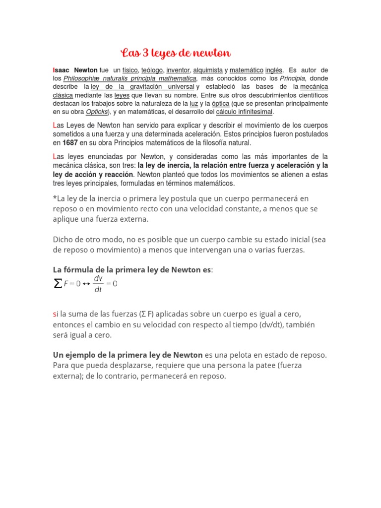 Las 3 Leyes de Newton | PDF | Las leyes del movimiento de Newton | Fuerza