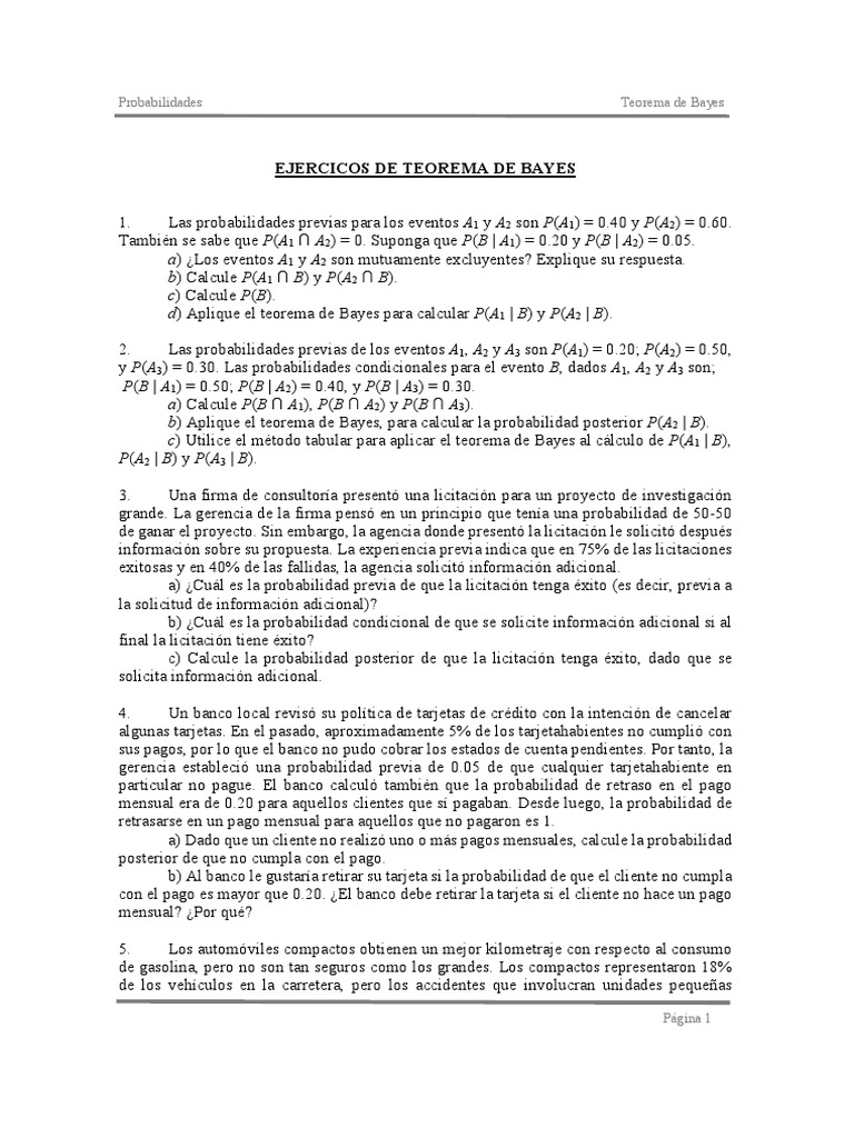 3.2 Ejercicios de Teorema de Bayes | PDF | Prescripción médica | Probabilidad