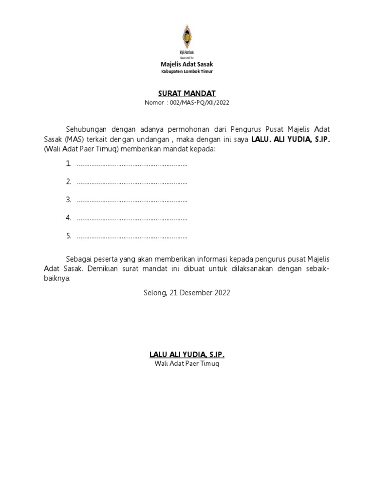Surat Mandat | PDF