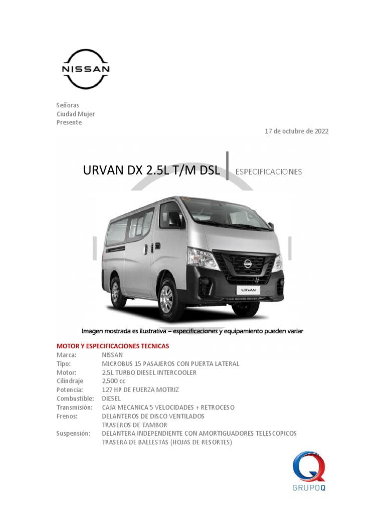 NISSAN Urvan Microbus TECHO BAJO Ciudad Mujer | Descargar gratis PDF | Coche | Tecnologías ...