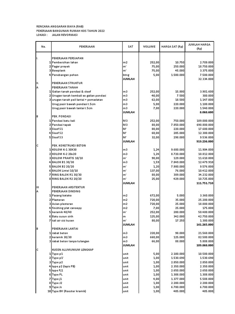 Rab Rumah Kos 3 Lantai | PDF | Sains & Matematika