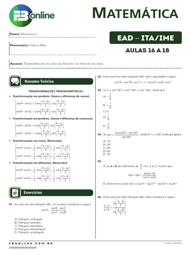 Aulas 16 A 18 | PDF | Triângulo | Geometria