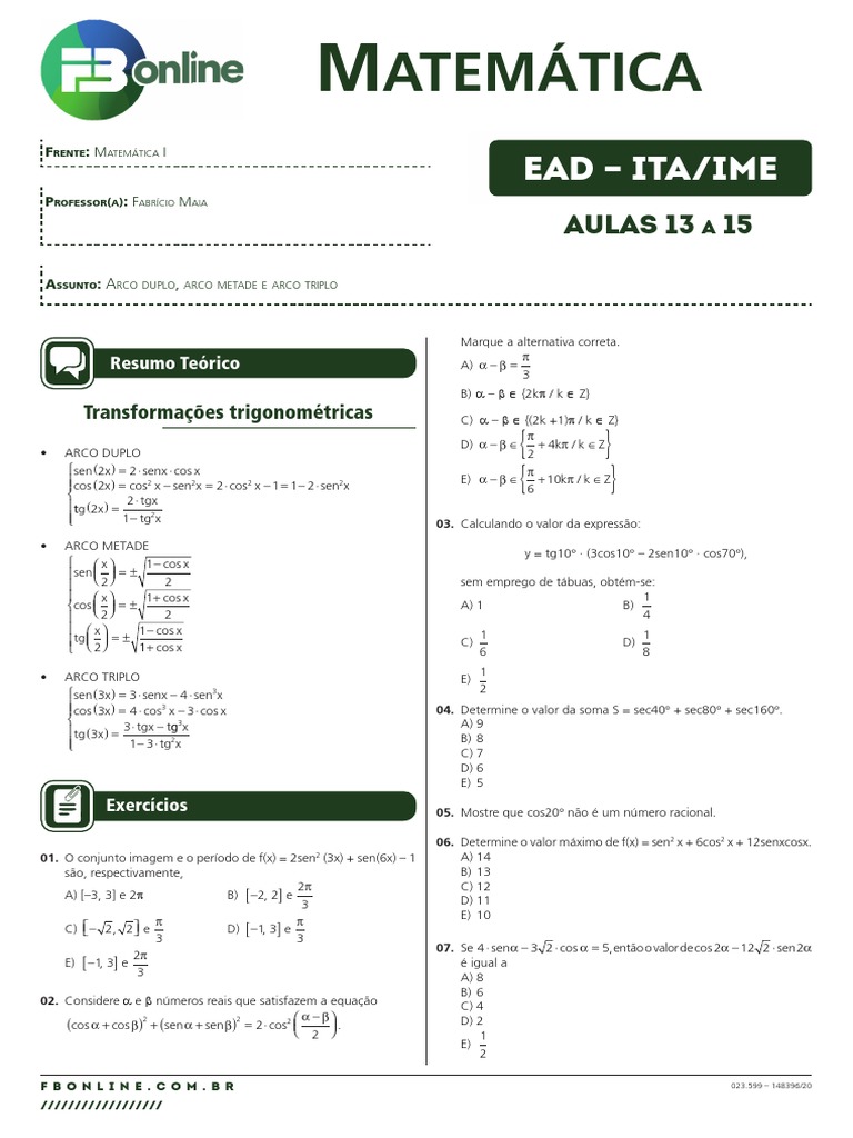 Aulas 13 A 15 | PDF | Análise complexa | Analise matemática