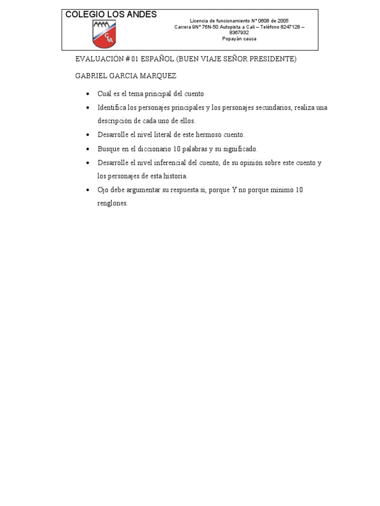 Evaluación de Español: Buen Viaje | PDF