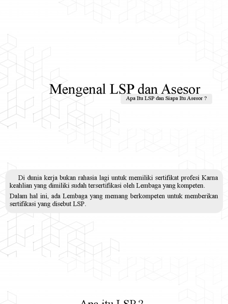 Mengenal LSP Dan Asesor | PDF