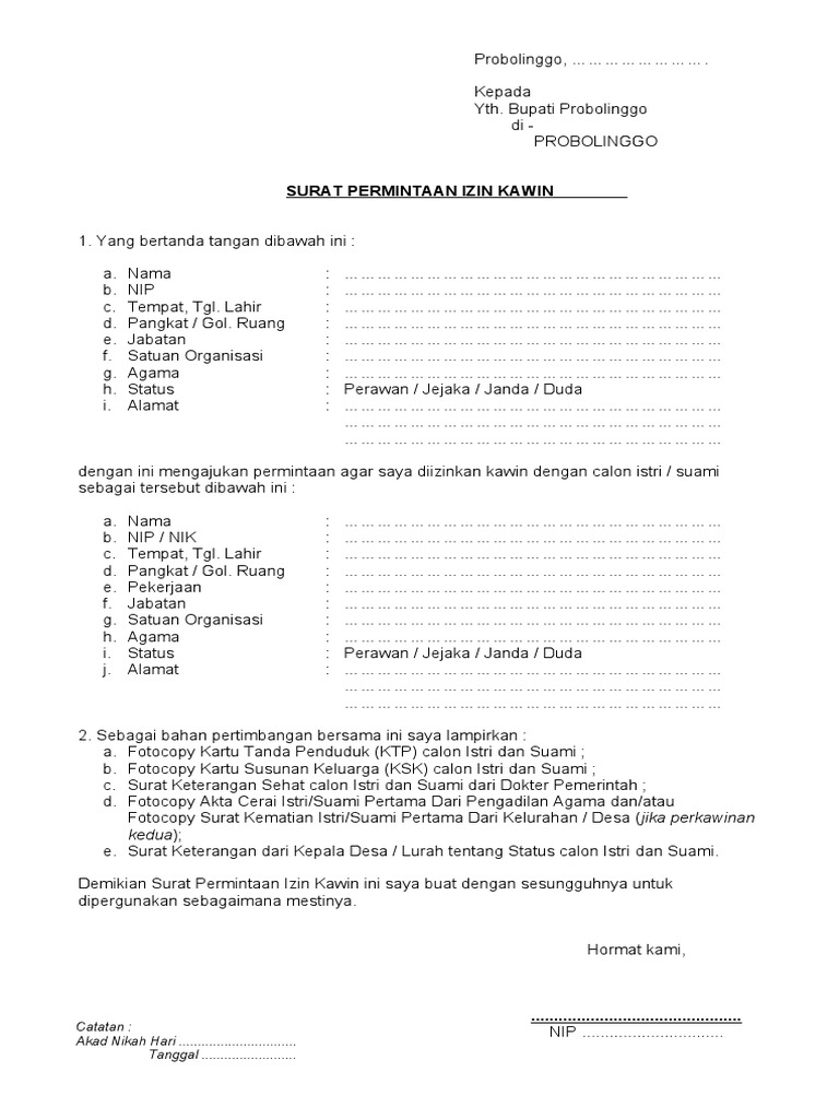 Surat Ijin Nikah | PDF