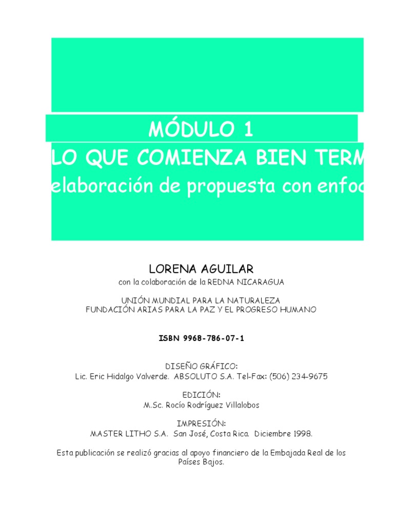 MÓDULO 1 LO QUE COMIENZA BIEN TERMINA MEJOR - Elaboración de Propuesta Con Enfoque de Género ...