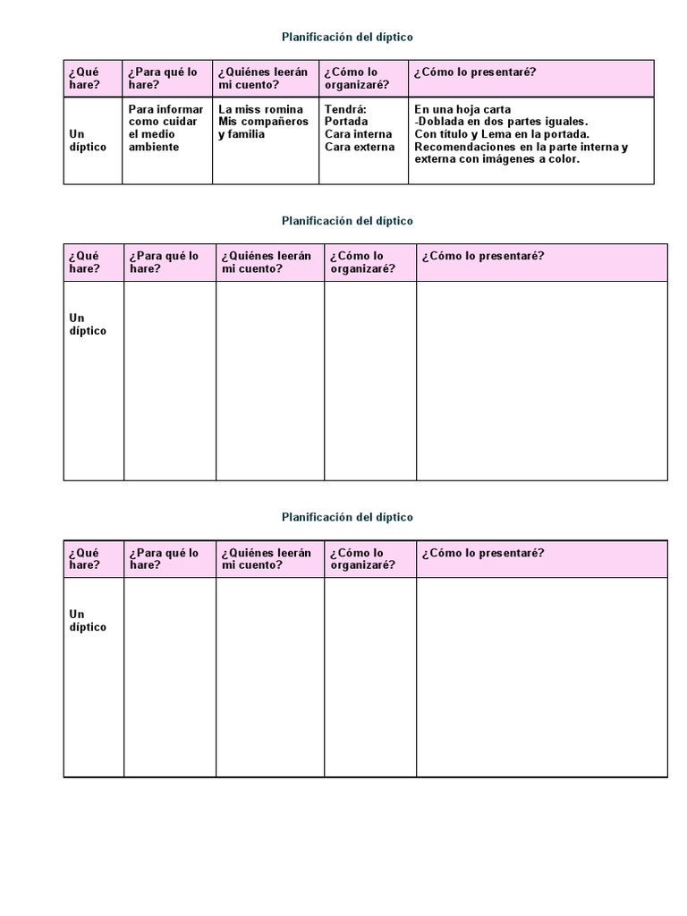 Planificación Del Díptico | PDF
