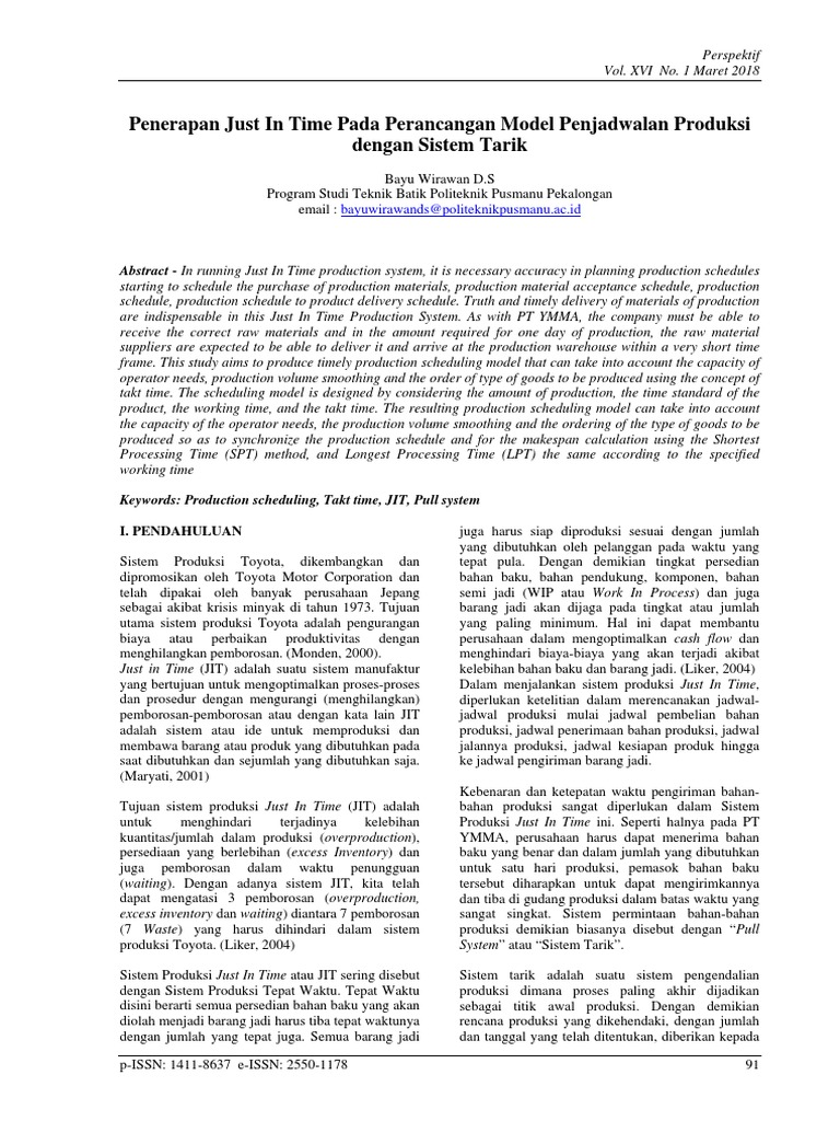 JIT Scheduling for Batik Production | PDF | Lean Manufacturing | Business Economics