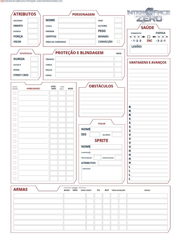 SWADE - Interface Zero 3.0 - Character Sheet - Print - En.pt | PDF ...