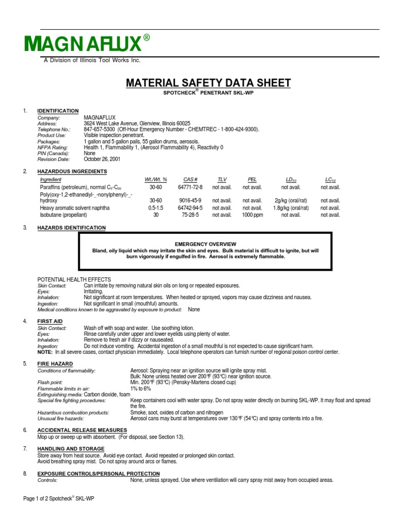 Msds SKL-WP | PDF | Fires | Combustion