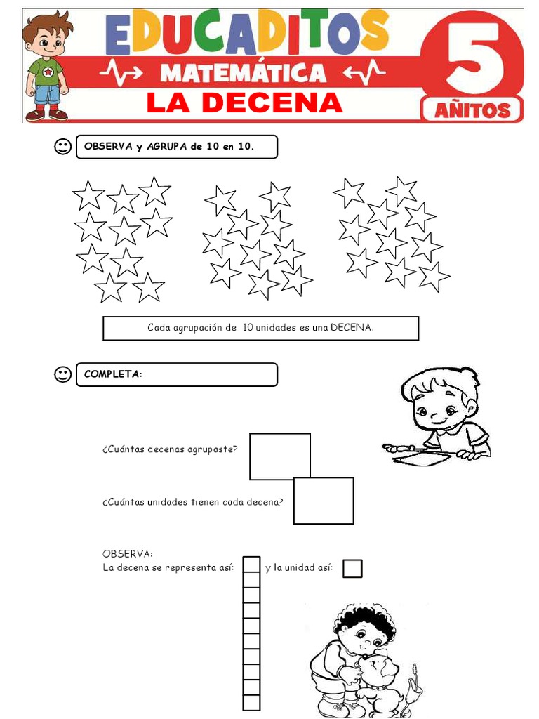 Actividades sobre la Decena para Preescolar | PDF