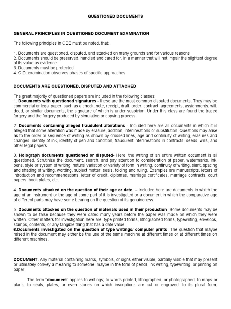 Questioned Documents | PDF | Signature | Pen