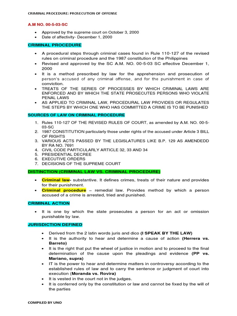 Rules of Criminal Procedure Review | PDF | Prosecutor | Jurisdiction