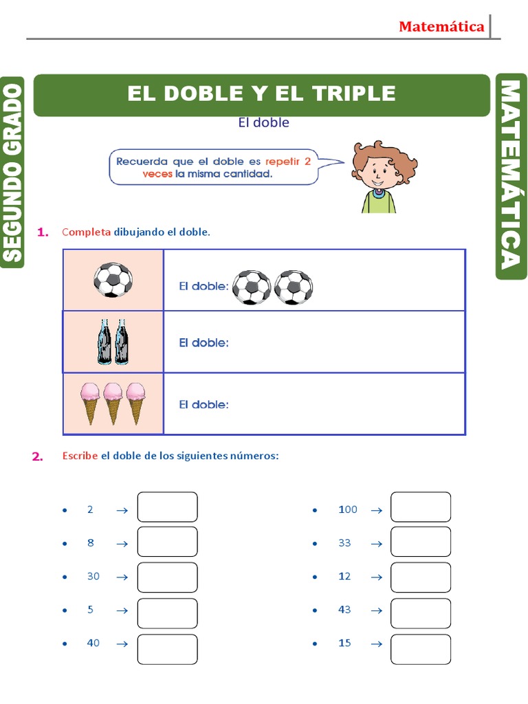 Doble y Triple para Segundo Grado de Primaria | PDF