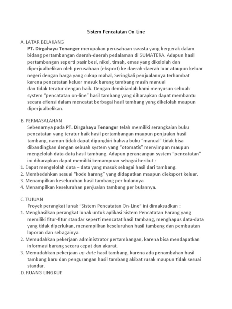 Tugas Contoh Proposal RPL | PDF
