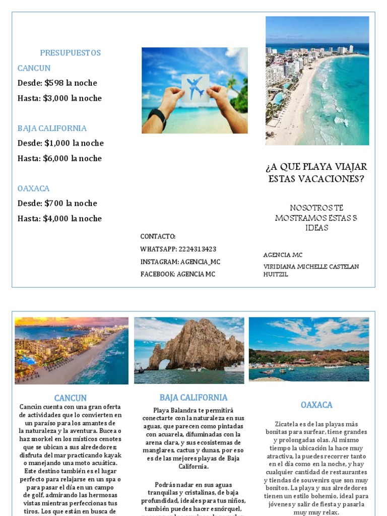 Triptico Viajes | PDF | Agua | Geografía Física