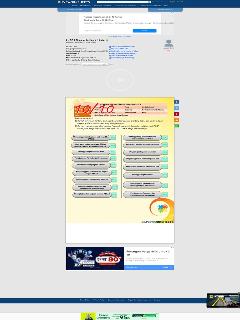 LKPD 1 Tema 4 Subtema 1 Kelas 6 Worksheet | PDF | Computer Science | Intellectual Works