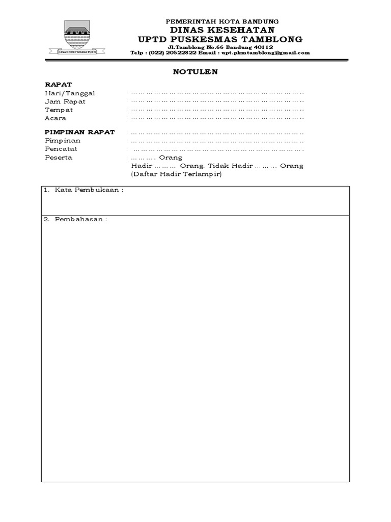 FORMAT NOTULEN RAPAT - New | PDF
