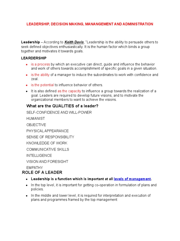 LEADERSHIP | PDF | Leadership | Decision Making