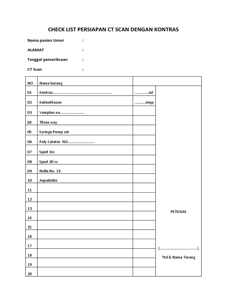Persiapan CT Scan dengan Kontras | PDF
