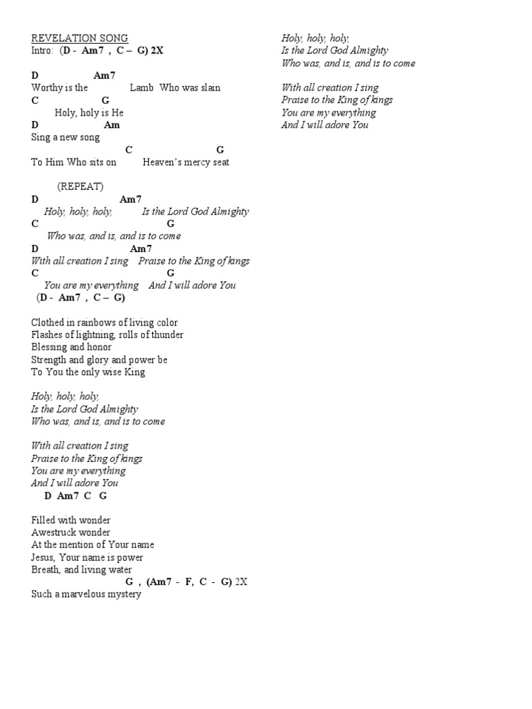 Revelation Song Lyrics and Chords | PDF | Religion & Spirituality