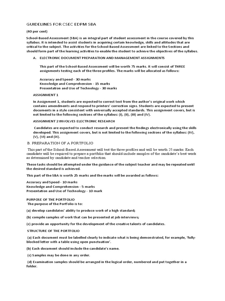 Guidelines For Edpm Sba | PDF | Educational Assessment | Cognition