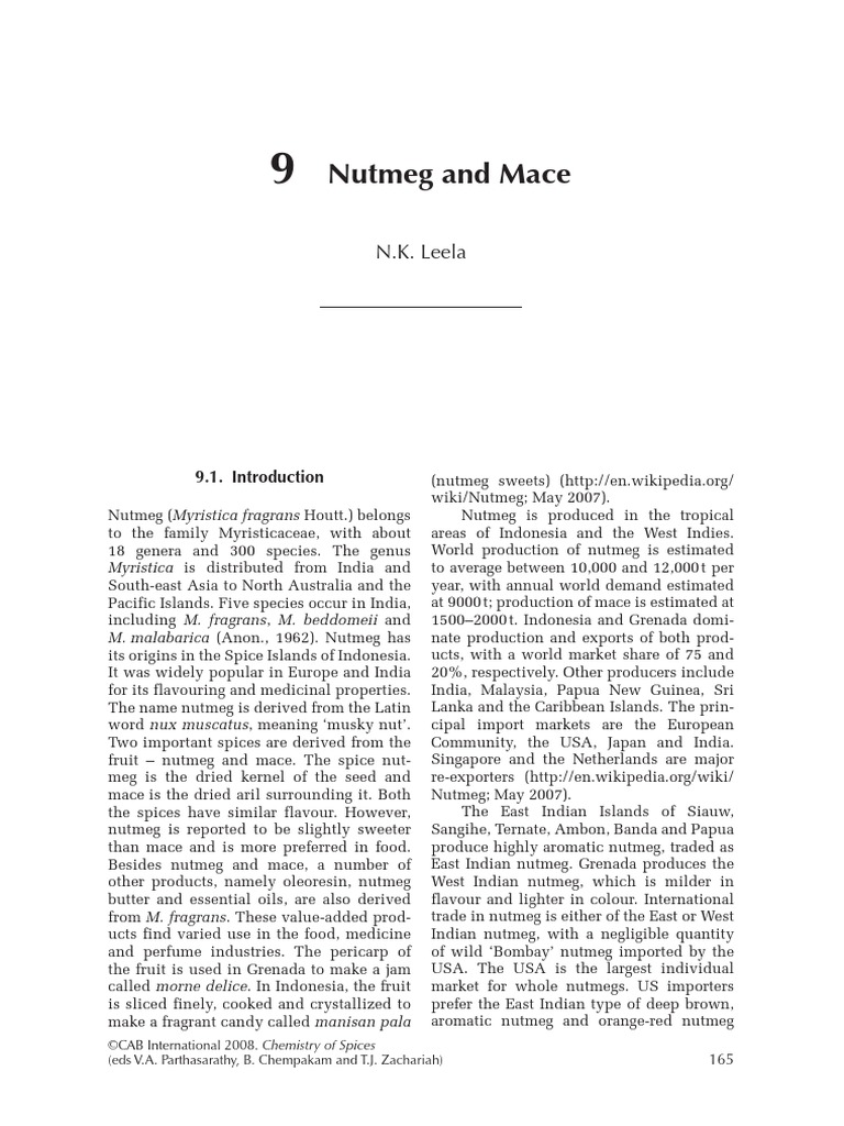 Chemistry of Spices - Nutmeg | PDF | Nutmeg | Foods