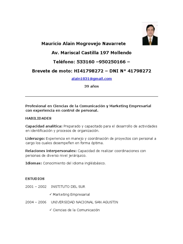 CV Mauricio | PDF | Business | Economias