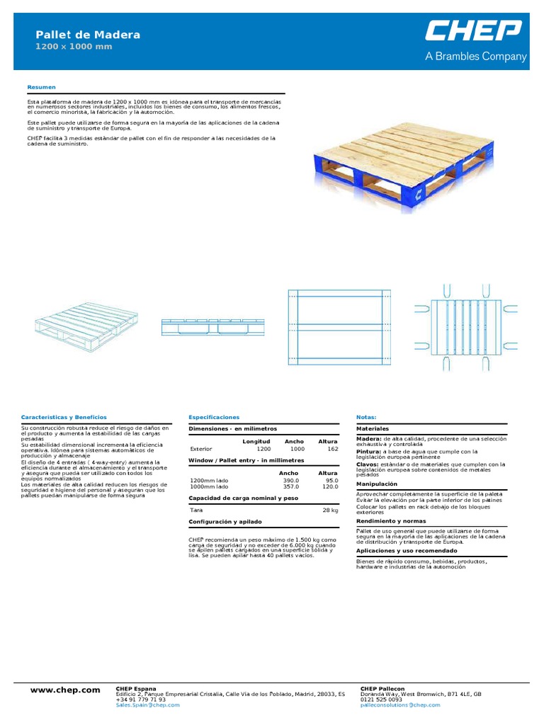 Dimensiones De Palets De Madera Chep Para Bloques