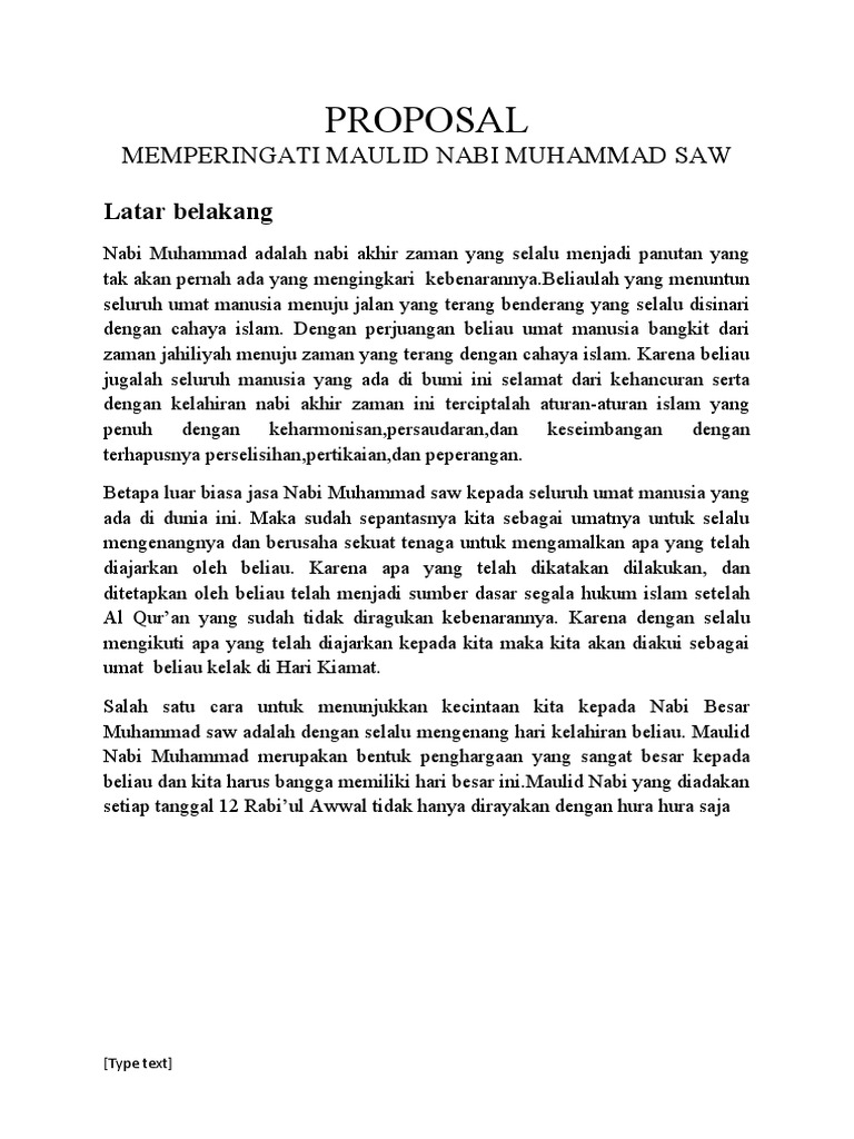 Prposal Program Kerja Memperingati Maulid Nabi 1 | PDF